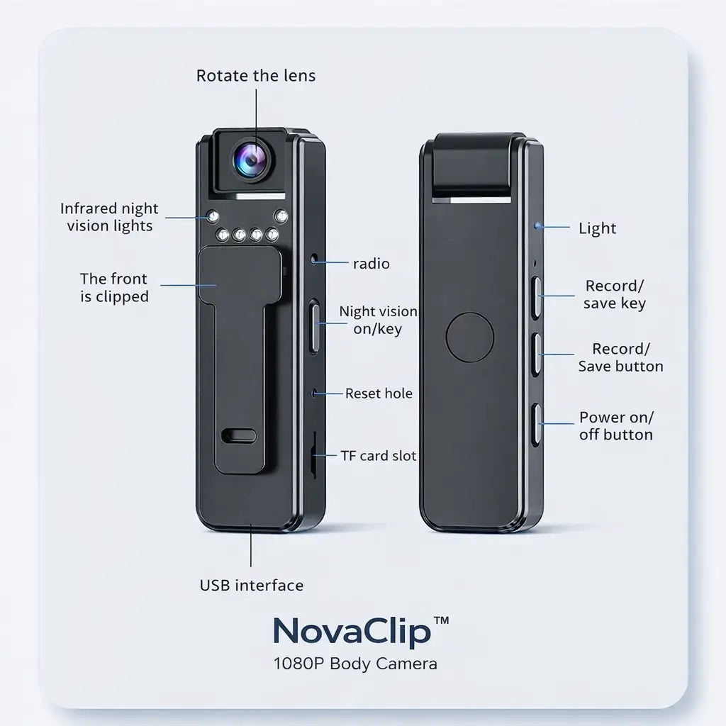 Mini 1080P HD Body Camera with Night Vision & 180° Rotating Lens
