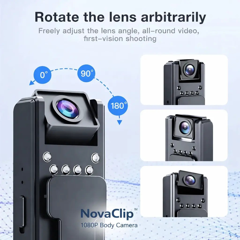 Mini 1080P HD Body Camera with Night Vision & 180° Rotating Lens