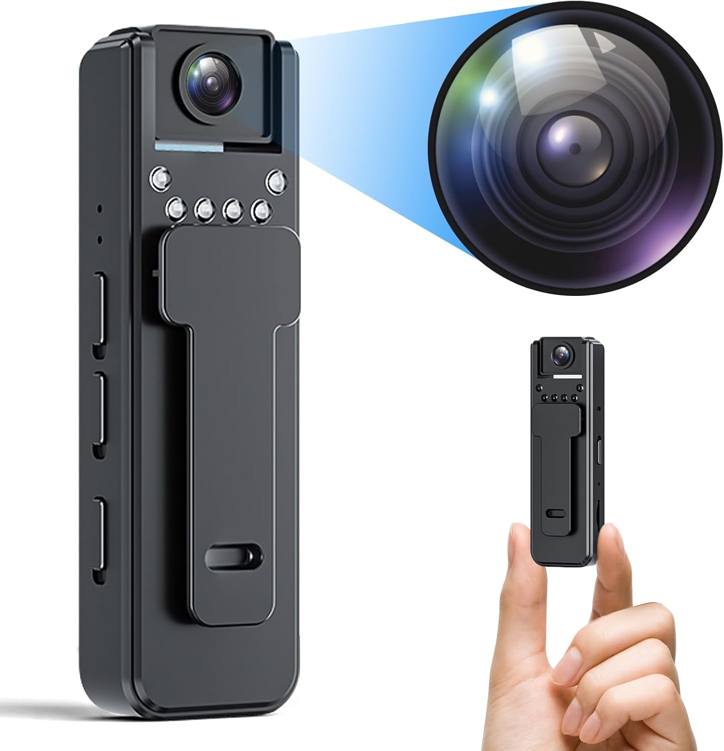 Mini 1080P HD Body Camera with Night Vision & 180° Rotating Lens